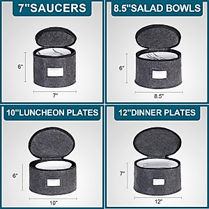 SUNNOW Nuovoo China Storage Set,China Storage Containers with 48 Felt Plate Dividers,Lable Window and Handles,for Dinnerware Storage and Transport, Protects Dishes, Cups and Mugs