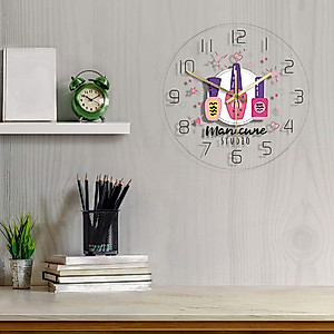 The Geeky Days Manicure Studio Nail Polish Custom Print Silent Wall Clock Personalized Nail Salon Hanging Watch Gift for Nail Technician