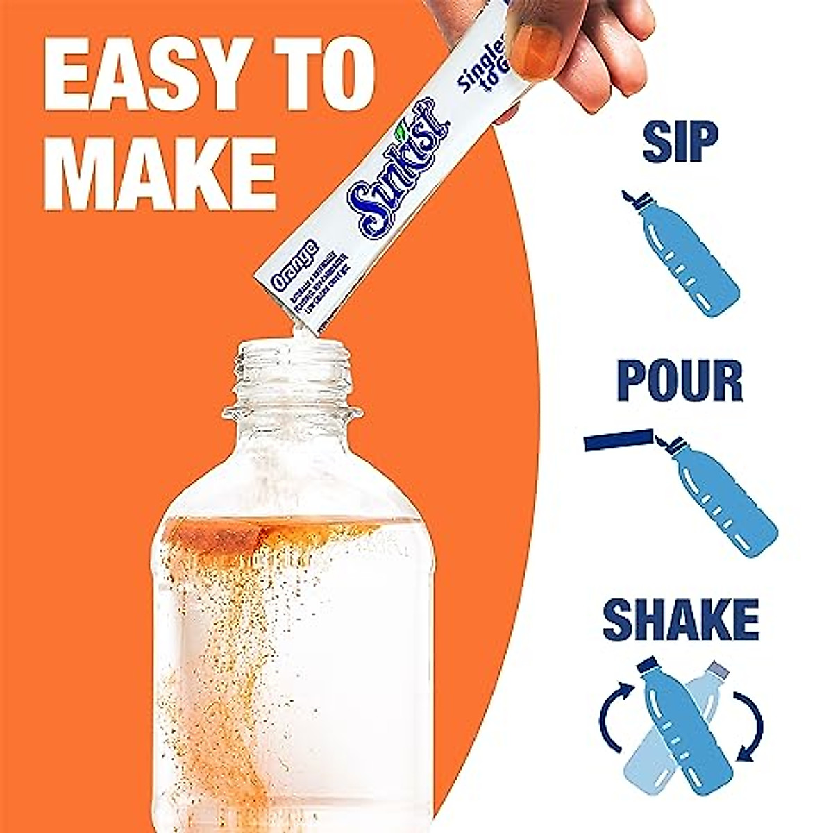 Sunkist Soda Variety Pack, Singles To Go Orange, Strawberry, Grape and Peach (40 Total Sticks)