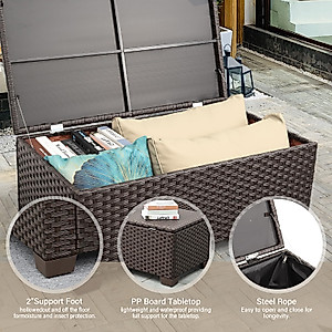 Rattan Star 6 Pieces Patio Outdoor Furniture Outdoor Conversation Sets Wicker Sofa Set with Outdoor Couch Patio Chairs Storage Coffee Table Khaki Cushions Waterproof Covers