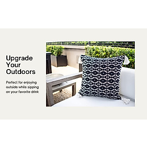 Palm and Porch - Boho Outdoor Pillow Covers - 20x20 Set of 2 - Woven Water Resistant Outdoor Pillows for Patio Furniture - Black and White Outdoor Pillows with Tassels
