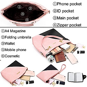 YOUNXSL 4-PC Women Handbag Set,Top-Handle Bag+Shoulder Bag+Clutch+Card Bag Fashion Purse Color Matching Satchel Tote Grey