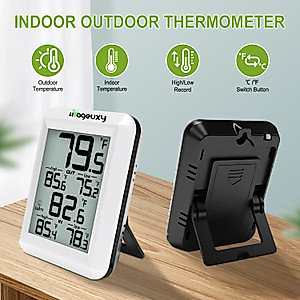 Urageuxy Indoor Outdoor Thermometer Wireless Digital Thermometer with Indoor and Outdoor Temperature Display for Home Room Monitoring