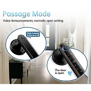 Pulido Fingerprint Door Knob, Full Function 5-in-1 Smart Door Knob, Fingerprint Door Lock for Bedroom, Office, Hotel, Pantry, Biometric Door Knob with 5 IC Cards, Waterproof