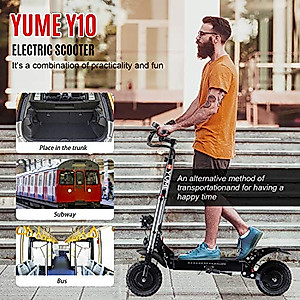 M YUME Scooter Y10 Adult Electric Scooter Double Suspensions Dual Motor 23.4AH Battery 52V 2400W 40 MPH 40 Miles Fast Sports Scooter 10" Off Road 330lbs Max Load Folding Scooter