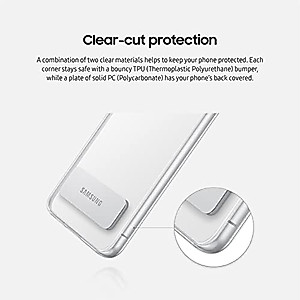 Samsung Electronics Galaxy S22 Clear Standing Cover, Protective Phone Case, Corner TPU Bumpers, PC Back Protection, Adjustable Viewing Angle, US Version, Transparent, (EF-JS901CTEGUS)