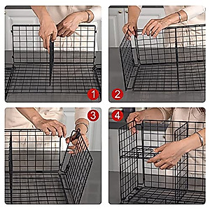 Stackable Wire Basket for Kitchen & Pantry, 4 Tier Countertop & Cabinet Spice Rack with Adjustable Dividers, Metal Spice Organizer Storage Basket for Spice Canned Snack Black