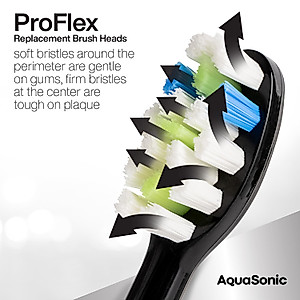 AquaSonic Duo PRO 8-Pack Replacement Brush Heads - Upgraded Proflex Brush Heads for Improved Plaque Removal - Genuine AquaSonic