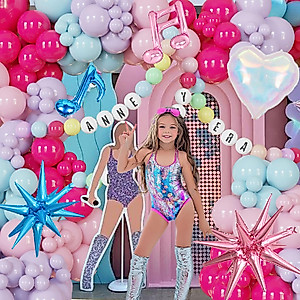 190pcs Pink, Purple，Blue Balloon Garland Heart Star Balloons, Custom Friendship Bracelet Banner For In My Birthday Era Themed Decorations Princess Music Birthday Photo Backdrop Tour Graduation Parties