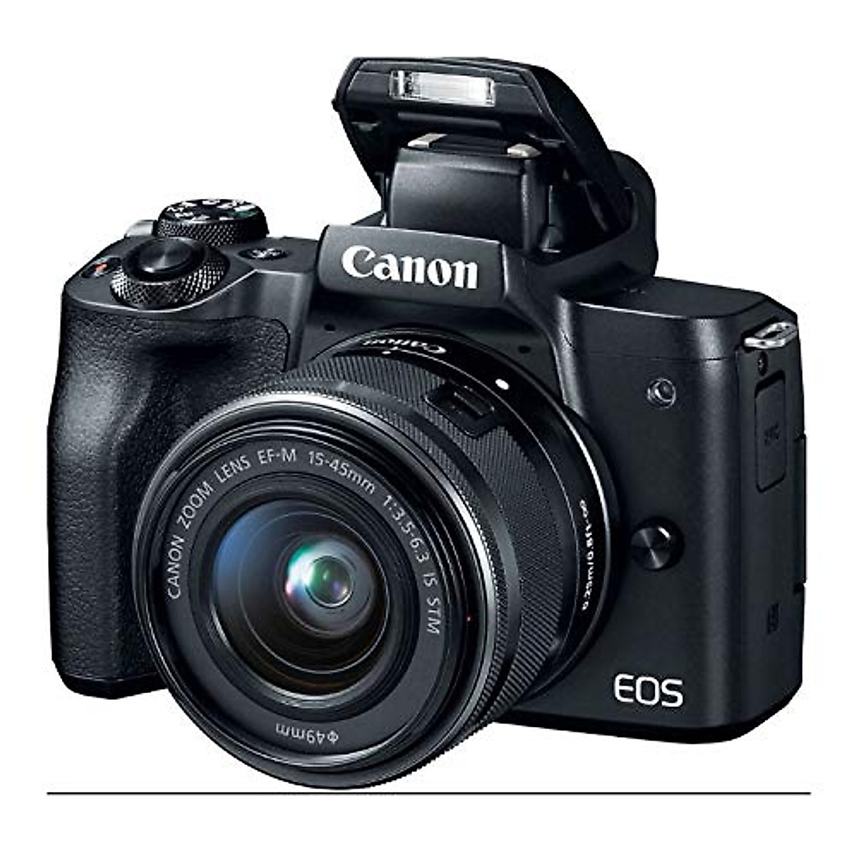 Canon EOS M50 15-45mm Mirrorless Digital Camera (Black) with Canon EOS Camera Gadget Bag, 64GB SD Card, Flexible 12" Spider Tripod, and Battery & Charger Pack Bundle (5 Items) (Renewed)