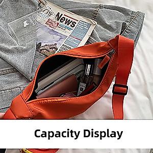 EDIWER Women’s Nylon Shoulder Bag Lightweight Crossbody Bag Waterproof Purse Stylish Crescent Bag Daily Hobo Bag with Pendant