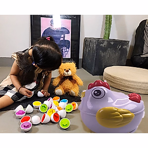 通用 12 Pack Matching Eggs Educational Color & Shape Recognition Skills Study Toys for Easter Eggs Travel Game Early Learning Match Egg Set Learning Toy Gift for Toddler 1 2 3 Year Old