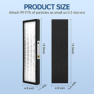 FLT4825 True HEPA B Replacement Filters Compatible with GermGuardian AP AC4825, AC4825E, AC4300BPTCA, AC4850PT, AC4900CA, CDAP450,PureGuardian AP2200CA and Black+Decker BXAP1,2 HEPA + 8 Carbon Filters