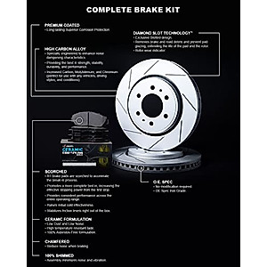 R1 Concepts Rear Brakes and Rotors Kit |Rear Brake Pads| Brake Rotors and Pads| Euro Ceramic Brake Pads and Rotors|fits 2008-2020 Subaru Impreza, WRX, WRX STI