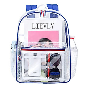 Conworld Clear Backpack, Heavy Duty PVC Transparent Backpack, See Through Backpack for School Work Sports