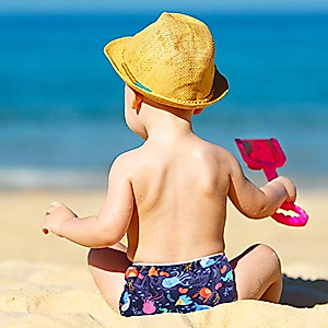 Pedobi Reusable Baby Swim Diapers, Adjustable Diaper Swim for Toddlers 9 Months - 3 Years Old, 3 Pack for Swimming Lessons (Sea World, Large)