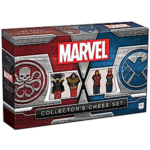 Marvel Collector's Chess Set | Custom Sculpted Chess Pieces Marvel Superheros & Villains | Iron Man & Thanos as King | Captain Marvel & Hella as Queen | Officially Licensed Marvel Chess Set