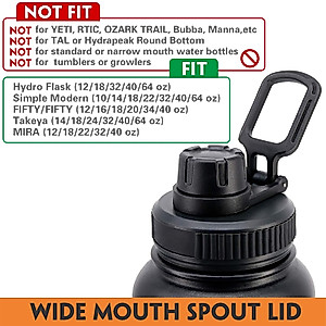 Spout Lid for Hydro Flask Wide Mouth 12, 18, 32, 40, 64 OZ Water Bottles, Chug Lid for Hydro flask with Easy Carry Handle, Replacement Lid for Most Sports Water Bottles