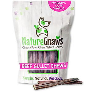 Nature Gnaws Beef Gullet Sticks for Dogs 5-6" (30 Count) - Natural Beef Jerky Stick Dog Chew Treats - Rawhide Free