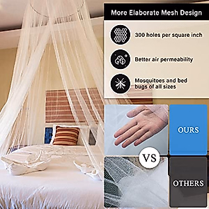Aoresac Mosquito Net Bed Canopy for Girls, Elegant Canopy Bed Curtains from Ceiling, Easy to Install, Dome Mosquito Netting for Single to Adult Size Beds, Home & Camping Use (Round)
