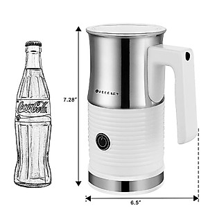 Huogary Electric Milk Frother and Steamer - Stainless Steel Milk Steamer with Hot and Cold Froth Function, Automatic Foam Maker, 120V (White)
