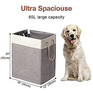 FairyHaus Laundry Basket-2Pack, Freestanding Laundry Hamper with Support Rods & Easy Carry Handles, Fabric Dirty Laundry Hampers Baskets for Clothes Storage Gray 65L