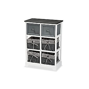 Baxton Studio Premala Modern and Contemporary Two-Tone Grey and White Finished Wood 2-Drawer Storage Unit with Baskets