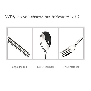 Premium Travel Utensils Set, Stainless Steel Cutlery Set, Reusable Flatware, Chopsticks Fork Spoon Silverware Set, Pocket Utensils for Picnic, Camping and Travel，Straws and Cleaning Brush