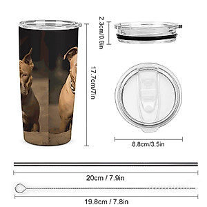 Stainless Steel Insulated Travel Mug with Lid Spill Proof Car Tumbler Cup Pitbull Dogs Printed Camping Cups for Coffee Tea Thermos Keeps