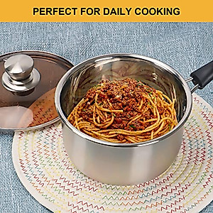 Kerykwan Stainless Steel Saucepan Set with Glass Lid 1.5 Quart&2 Quart Sauce Pan Pot with Cover Restaurant Nonstick Milk Soup Pan for Kitchen Home Restaurant (1.5 Quart+2 Quart)