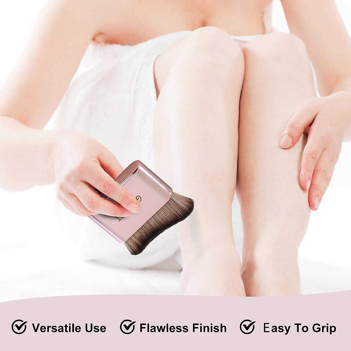 GOERTI Self Tanner Brush, Kabuki Brush for Body, Professional Body Makeup Brush for Flawless Leg Makeup, Bronzer Shimmer Glow Blend Brush, High Density Foundation Brush Makeup Brush for Cream