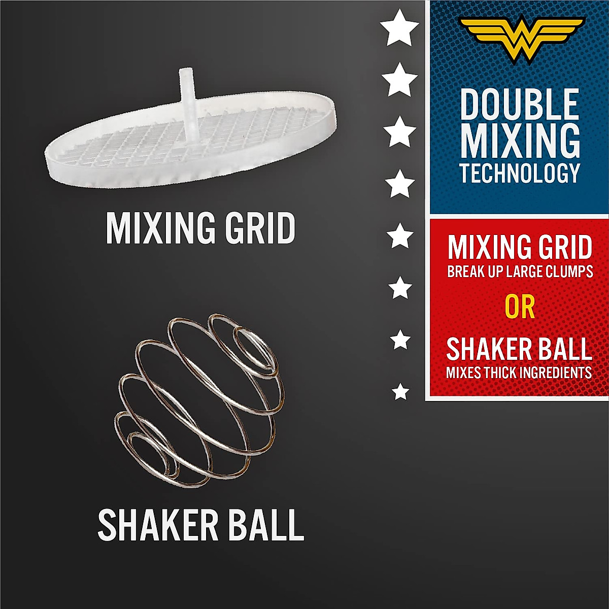 Paladone Wonder Woman Protein Shaker Bottle, 23 oz, Officially Licensed DC Comics Blender Cup