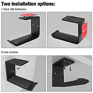 APPHOME 2Pack Headphone Hanger Under Desk Hook Holder Wall Mount, Dual PC Gaming Headset Stand with Cable Clips Organizer Under Table Design, Universal Fit All Headphones