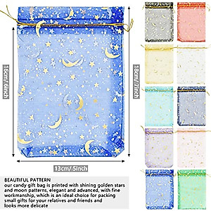 BDS-HOME 100PCS 5x7 Organza Gift Bags 10 Color Wedding Favor Bags Jewelry Gift Bags Candy with Drawstring for Party, Jewelry, Christmas, Festival, Makeup Organza Favor Bags (Moon Star)