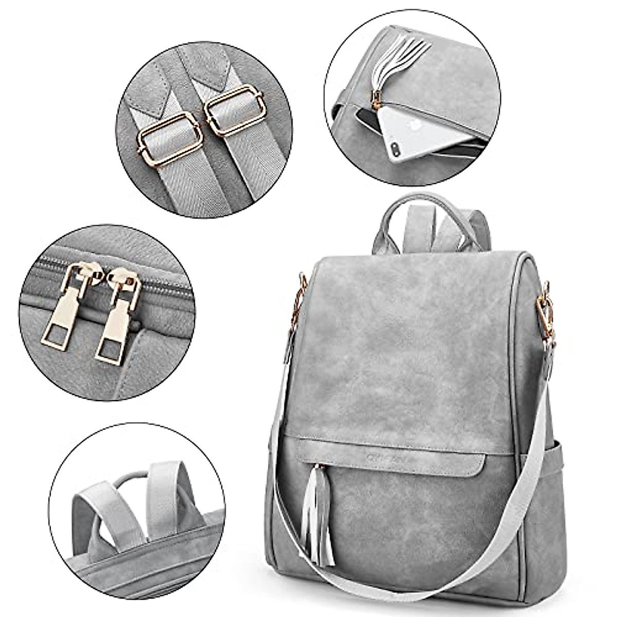 Oyifan Women Backpack Purse PU Leather Anti-theft Casual Shoulder Bag Bookbag Purse Fashion Ladies Satchel Bags