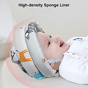 Huifen Baby Helmet for Crawling Walking, Baby Helmet with 3 Pairs Knee Pads, Soft Baby Helmet Infant Helmet, Toddler Head Cushion Bumper Bonnet for Baby Learning to Walk (Gray Zebra)