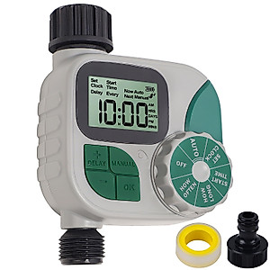Biswing Watering Timer for Garden Hose, Outlet Hose Water Sprinkler Timers, Programmable Hose Timer with Digital Irrigation Timer System, Battery Operated for Outdoor Yard Lawn Garden Watering