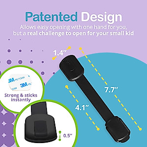 Adjustable & Reusable Child Safety Cabinet Locks & Latches, Baby Proofing Door Window, Cabinet, Toilet, & Refrigerator Lock, Child Safety Strap Locks with Adhesive Pads, Pack of 6, Black - Wonderkid