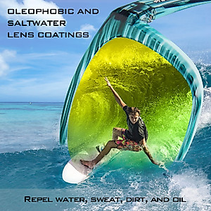 KastKing Tazlina Polarized Sport Sunglasses for Men and Women, Gloss Demi Frame, Brown - Chartreuse Mirror