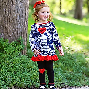 AnnLoren Girls Valentine's Day Heart Tie Dye Outfit Dress and Black Leggings size - 7/8.