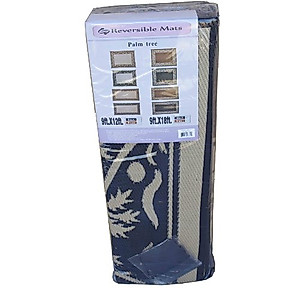 Stylish Camping 209181 Outdoor Patio / RV Camping Mat - Palm Tree (Black/Beige), (9-Feet x 18-Feet)