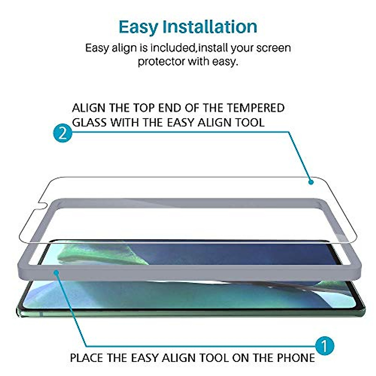 4 Pack LϟK 2 Pack Tempered Glass Screen Protector + 2 Pack Camera Lens Protector Compatible for Samsung Galaxy Note 20, New Version, Ultrasonic Fingerprint Supported, Installation Tray - Clear
