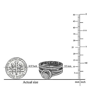 Dazzlingrock Collection 1.25 Carat (ctw) Black Rhodium Plated 10K White And Black Diamond Bridal Ring Set, White Gold, Size 7.5