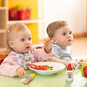 12 Pcs 25 ml Mini Condiment Bottles Mini Ketchup Bottle Reusable Condiment Bottles for Sauces Portable Plastic Sauce Container for Bento Box Syrup Salad Honey (Orange, Yellow, Tomato and Honey Style)