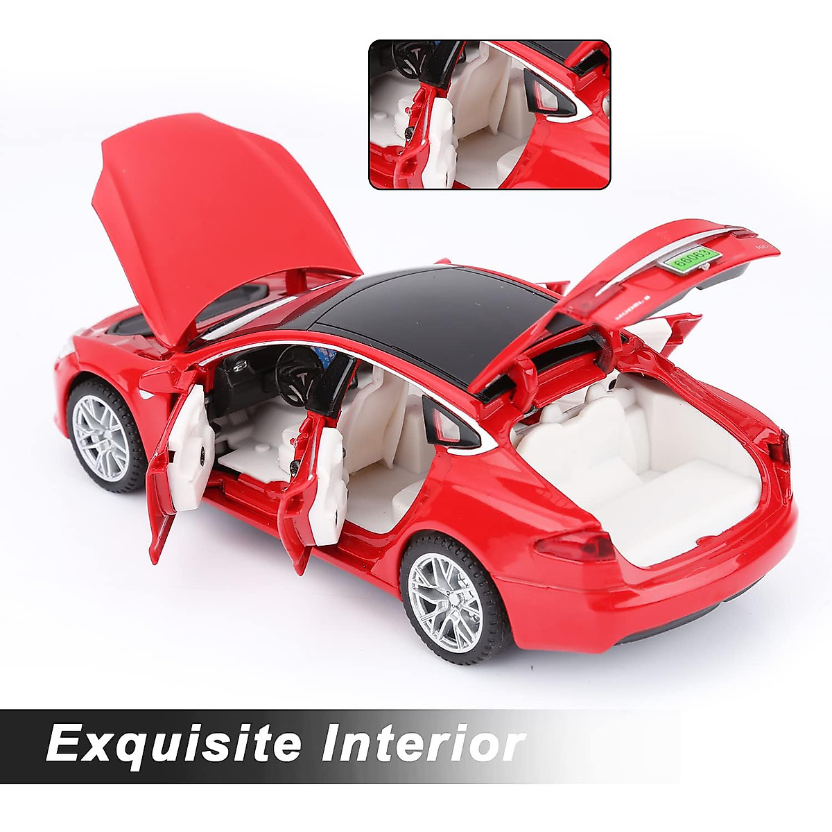 SASBSC Toy Cars Model S Die Cast Metal Model Cars with Door Open Light and Sound Pull Back Car Toys for Boys and Girls 3-12 Years Old