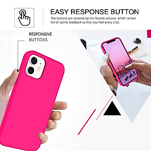BENTOBEN for iPhone 12 Mini Case, Soft Silicone Gel Rubber Bumper Microfiber Lining Hard Back Shockproof Protective Phone Cover for iPhone 12 Mini 5.4", Hot Pink