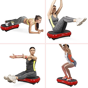 ZENY Vibration Plate Exercise Machine, Whole Body Workout Vibration Fitness Platform for Weight Loss, Toning Wellness, Home Gym Equipment (Red)
