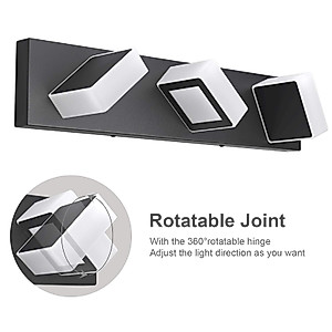 Ralbay LED Modern Black Bathroom Vanity Lights 3 Lights Acrylic Modern Black Bathroom Wall Lighting Fixtures