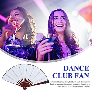 NUOBESTY Handheld Fan Handheld Fan Fans Fans Large Folding Hand Rave Fan Chinease Japanese Folding Hand Fan Festival Fan for EDM Club Music Festival Event Party Dance Hand Held Fan Hand Held Fan
