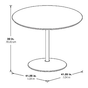 OSP Home Furnishings Flower Mid-Century Modern Dining Table, White Faux Marble Top with Black Base